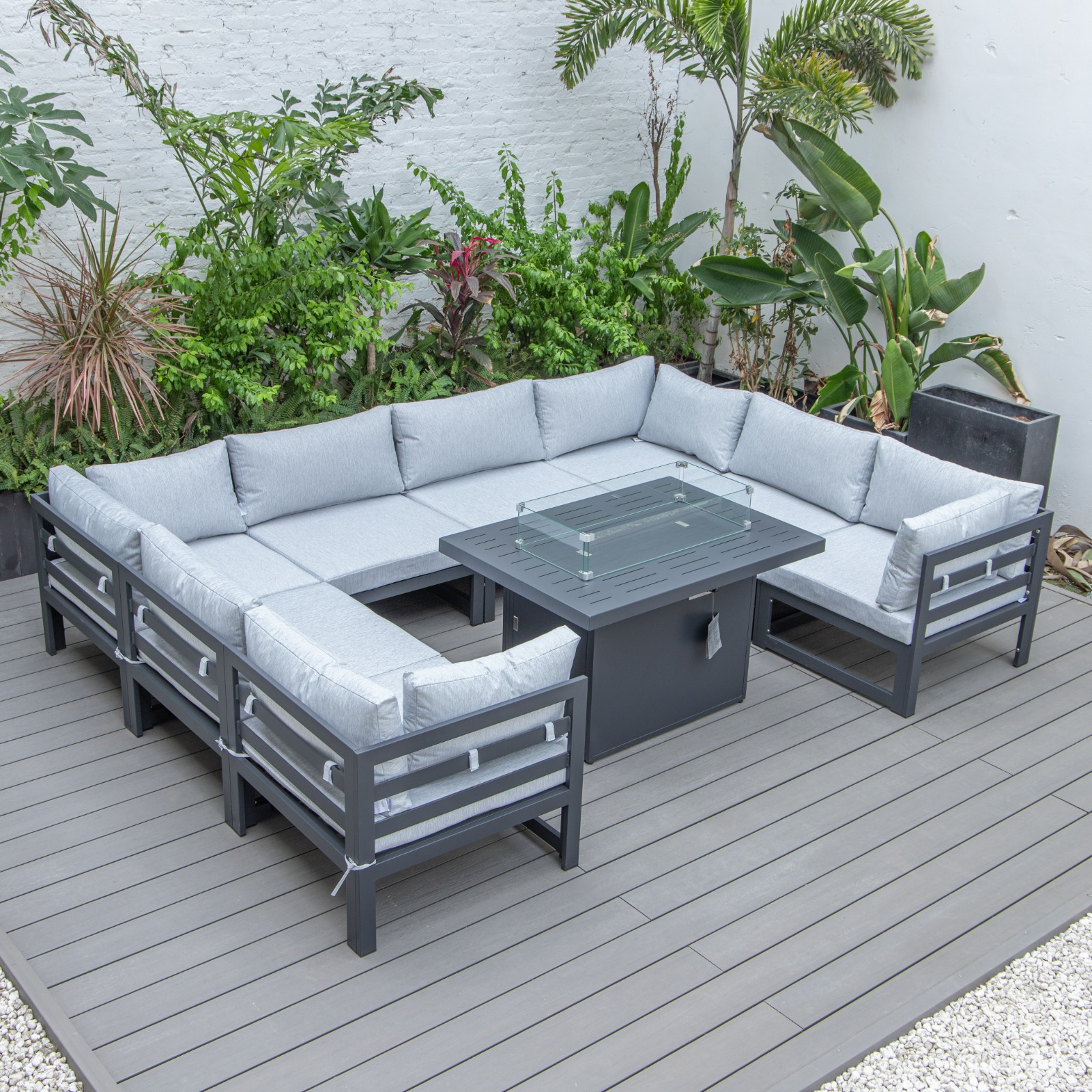 Cheltenham Aluminium 8 Seater U Shaped Sofa Set Including Fire Pit ...